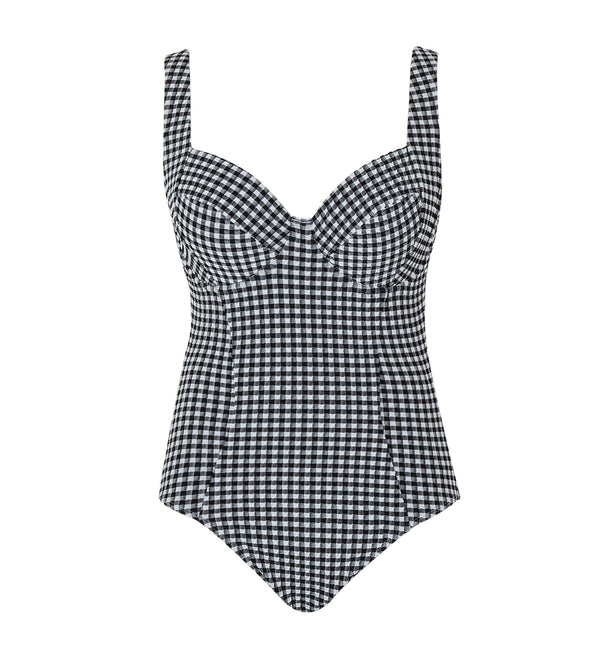 Panache Paloma Balcony Underwire Swimsuit (SW1720) - Black Gingham ...