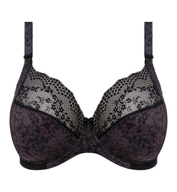 Elomi Lucie Banded Stretch Lace Plunge Underwire Bra (4490)- Black ...