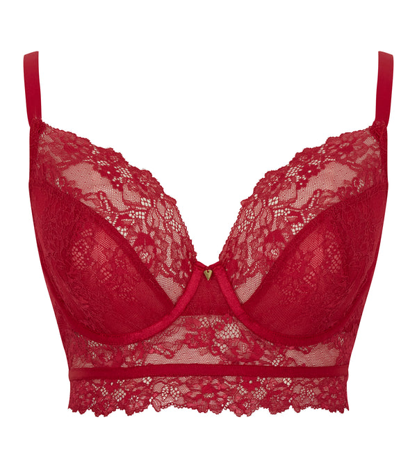 Cleo by Panache Selena Longline Plunge Underwire Bra (10626)- Ruby Red ...