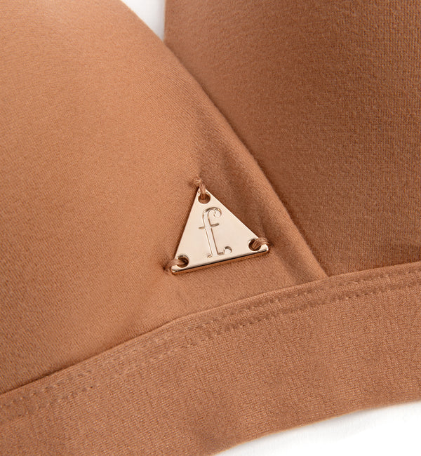 Freedom Molded Plunge Wireless Bra (FREEDOMBRA)- Clay - Breakout Bras
