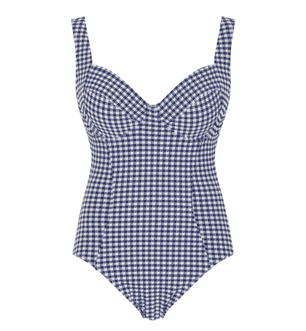 Panache Paloma Balcony Underwire Swimsuit (SW1720) - Navy Gingham ...